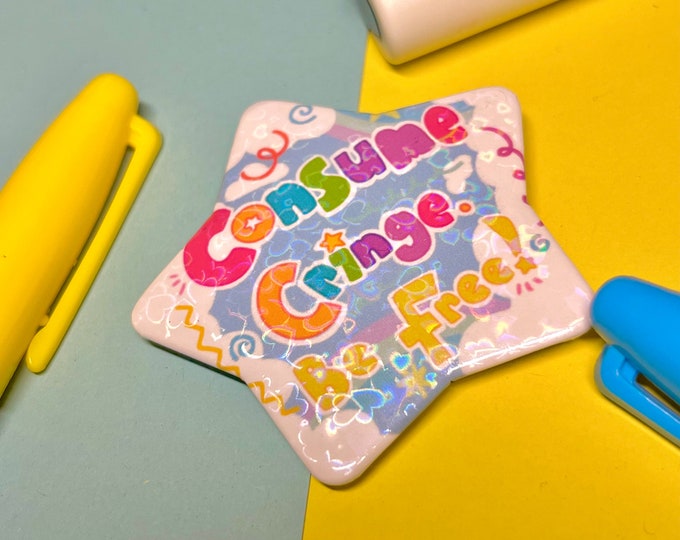 Consume Cringe Be Free Star Shaped Holo Button Badge - Etsy