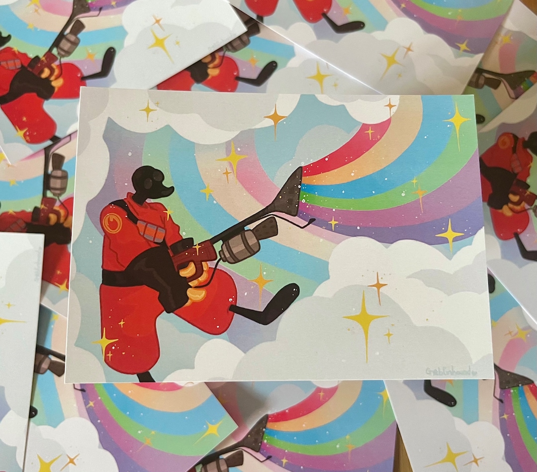 Pyro TF2 Pyrovision A6 Postcard Sized Digital Artwork Print Team ...