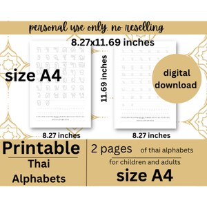 Learning Thai Language Tracing Thai Alphabets Work Sheets 2 Pages ...