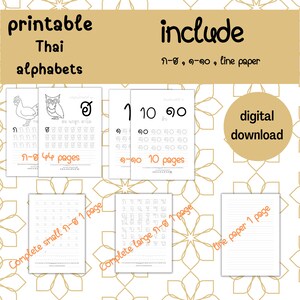 Tracing Thai Writing Alphabet Work Sheet, Thai Number With Coloring and ...