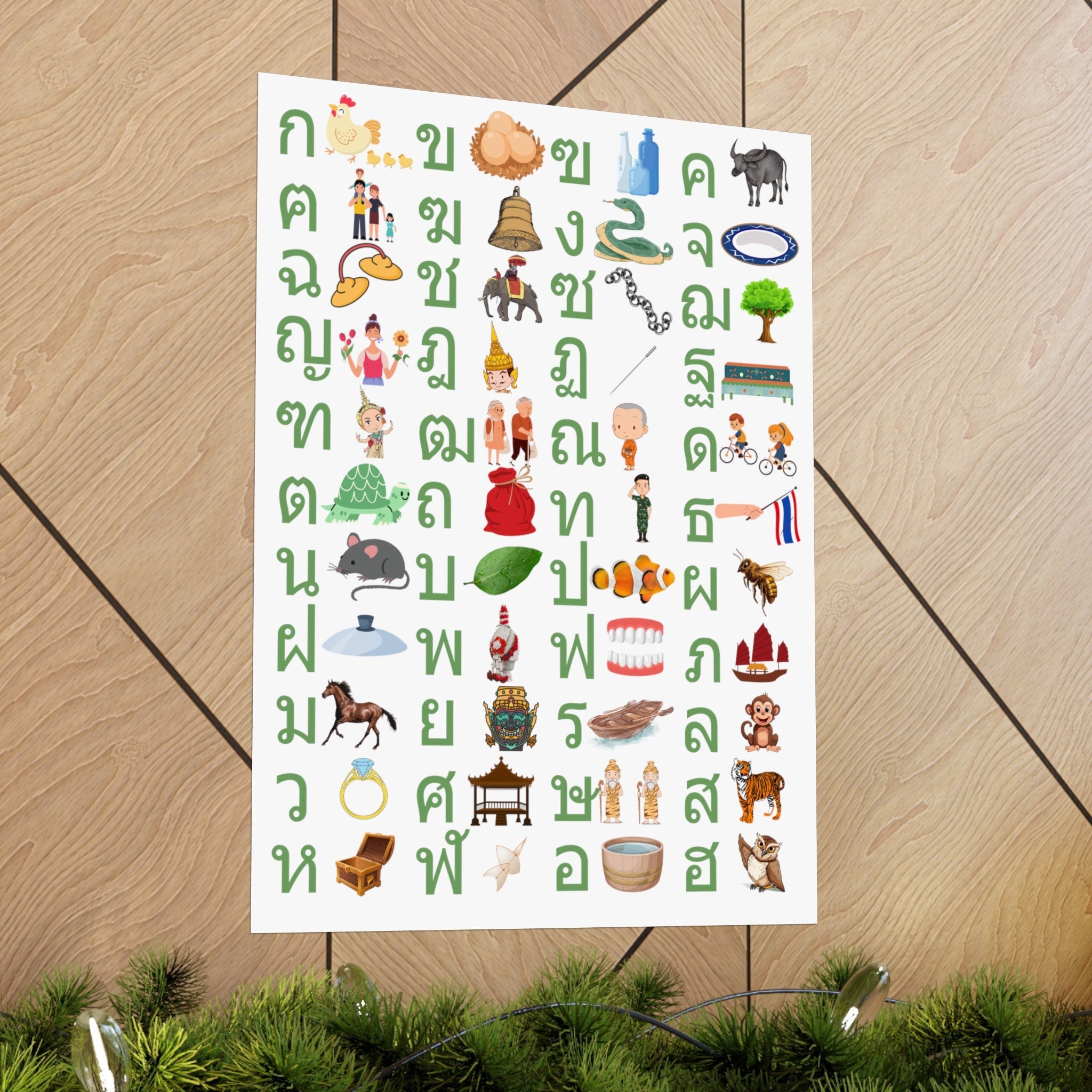 Thai Alphabet Matte Vertical Posters, Thai Education Poster for Boy and Girl, Educational Thai ...