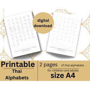 Learning Thai Language Tracing Thai Alphabets Work Sheets 2 Pages ...