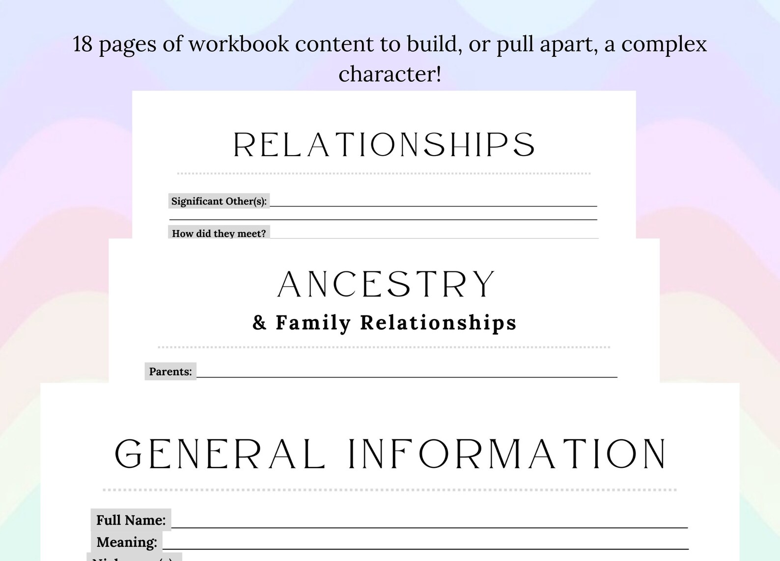 Minimalist Character Profile DIGITAL DOWNLOAD - Etsy