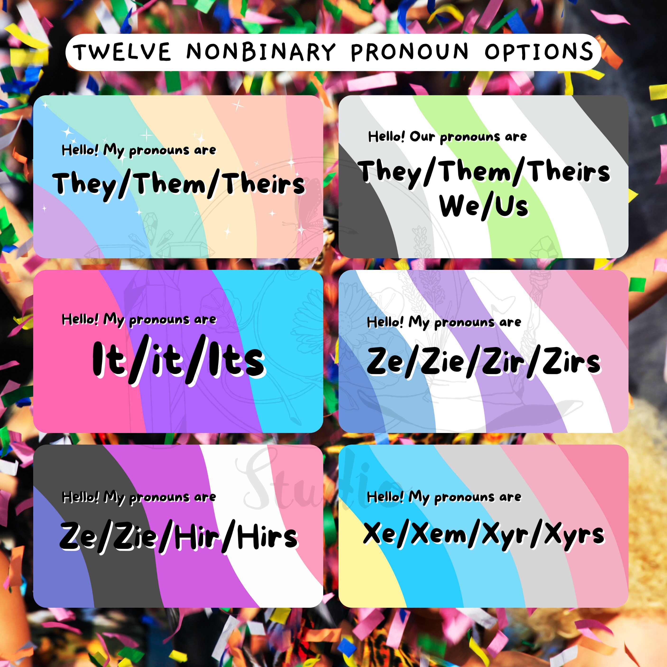 DIGITAL DOWNLOAD Nonbinary Pronoun Cards - Etsy