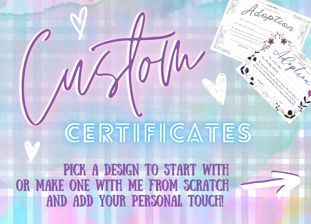 CUSTOM Certificates - Made to Order - - Etsy