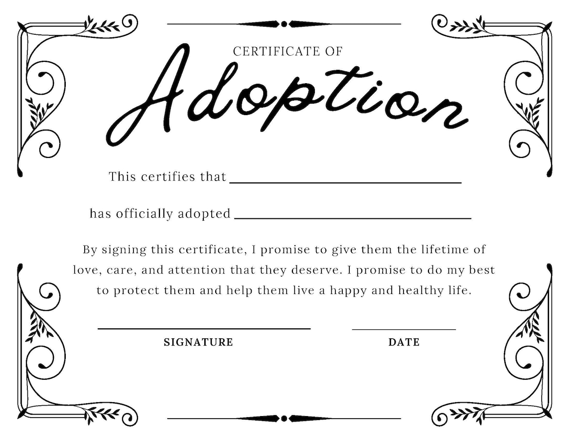 DIGITAL DOWNLOAD - Adoption Certificate! ~vintage~ - Etsy