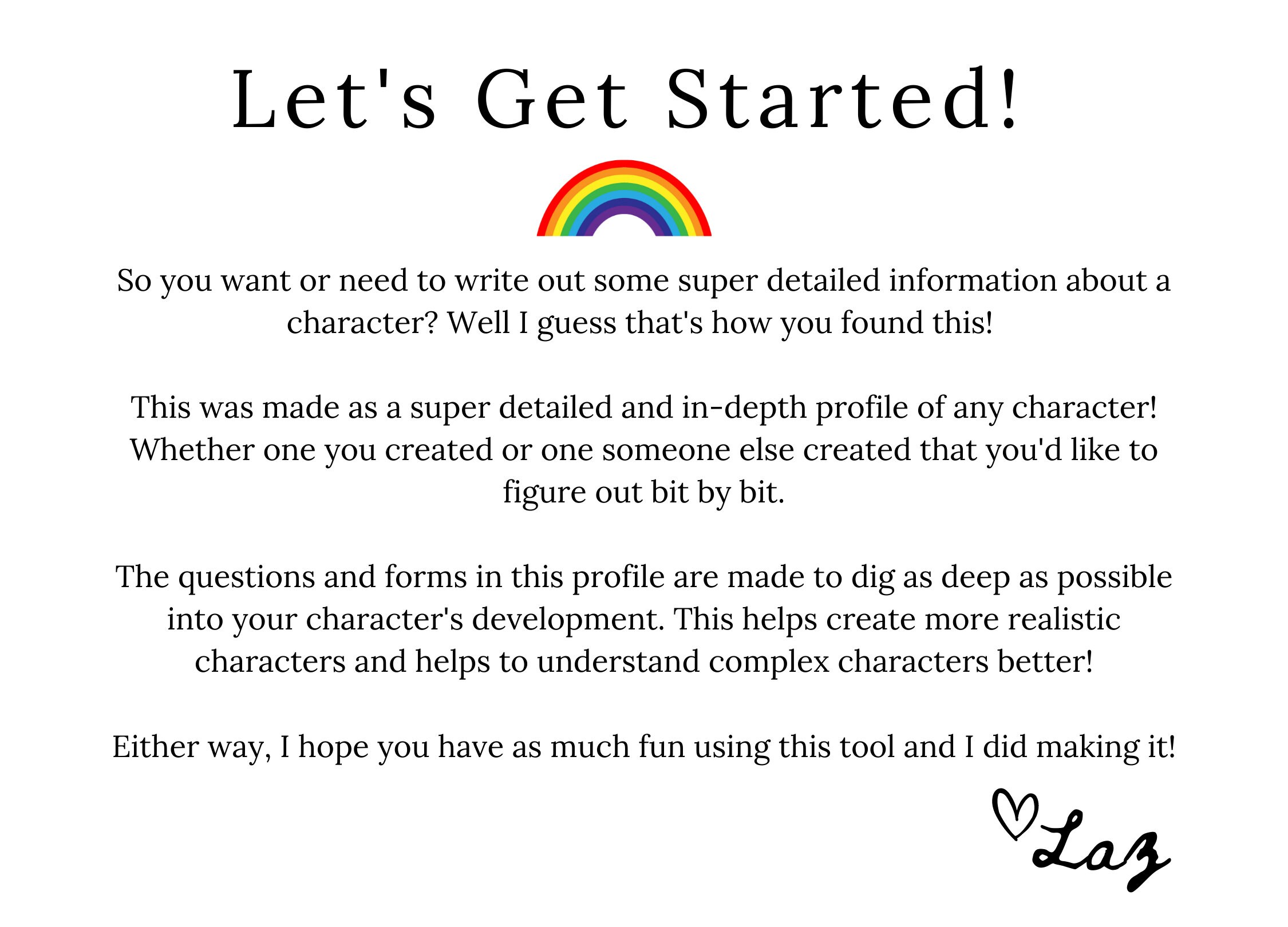 Minimalist Character Profile! - DIGITAL DOWNLOAD - - Etsy