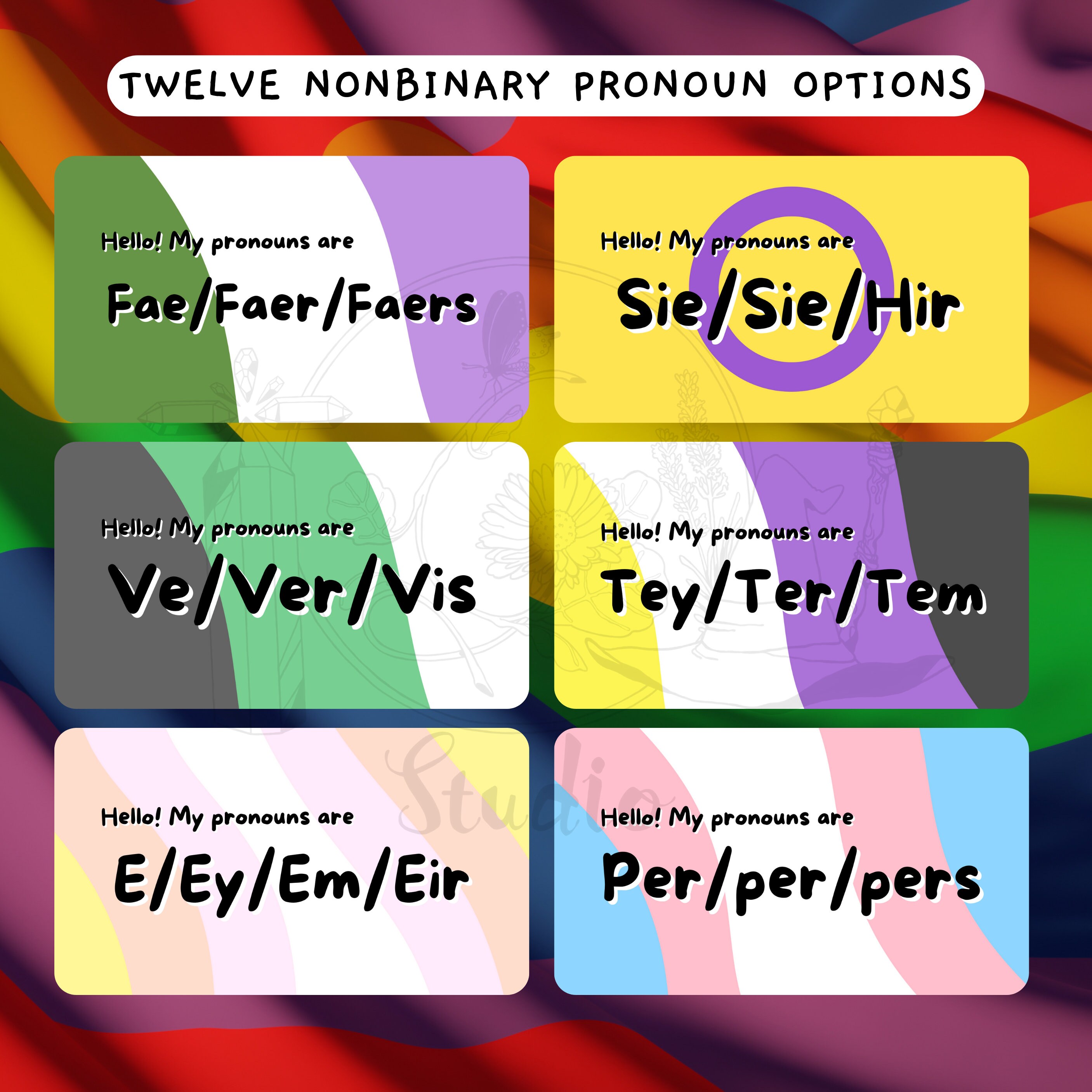 DIGITAL DOWNLOAD Nonbinary Pronoun Cards - Etsy