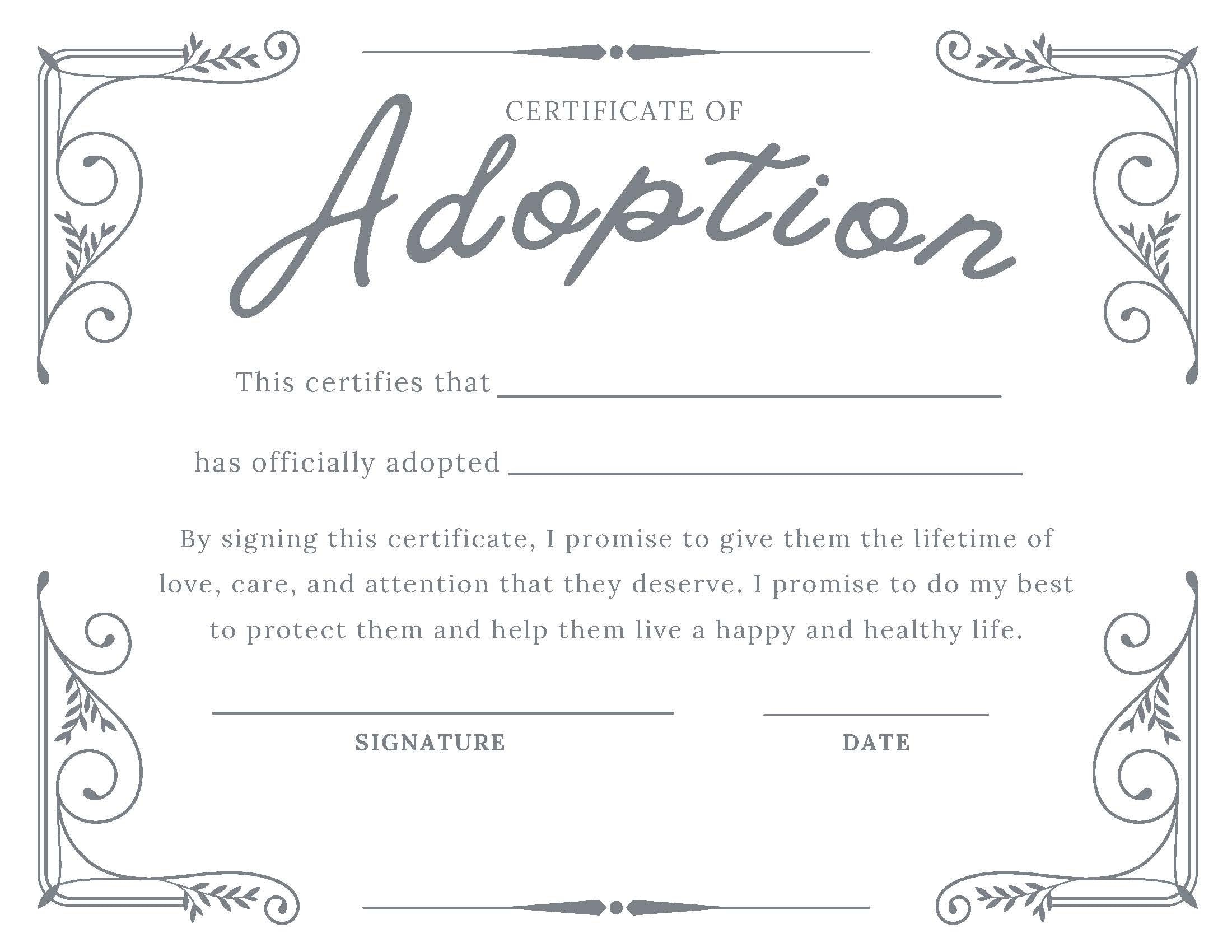 DIGITAL Printable Adoption Certificate Vintage Etsy Australia