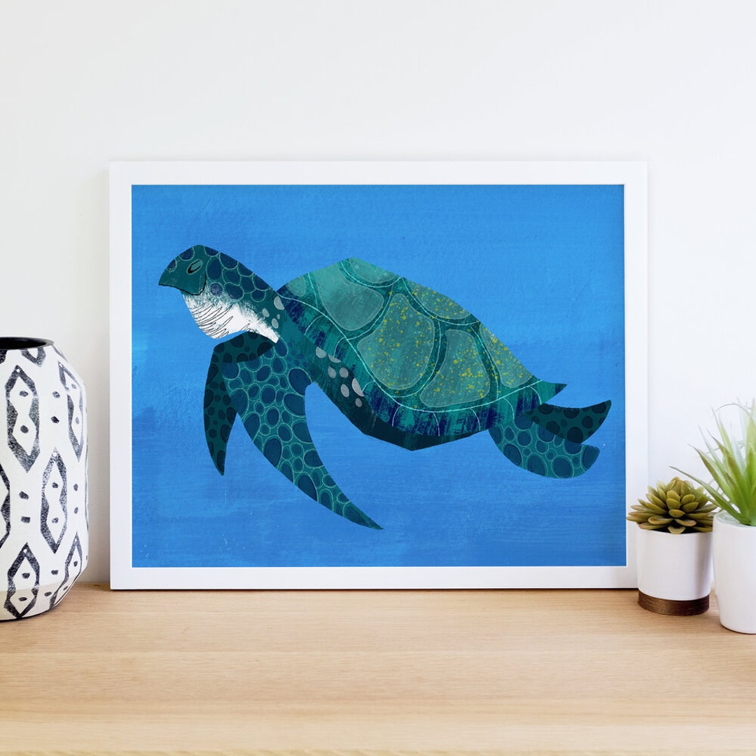 Green Sea Turtle Giclee Print - Textured Fine Art Paper - Etsy