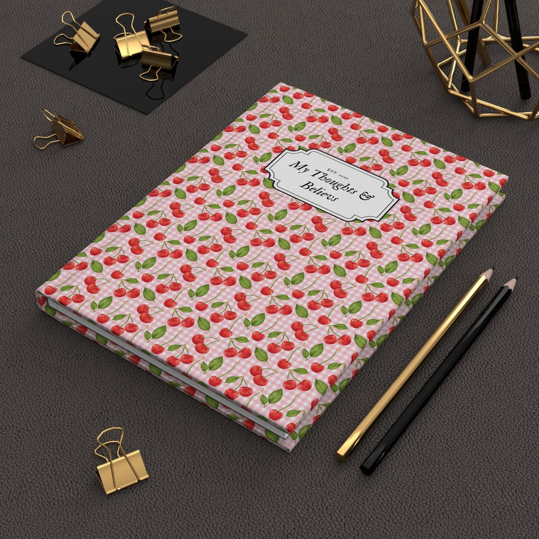 Cute Cherry-themed Hardcover Journal - Etsy