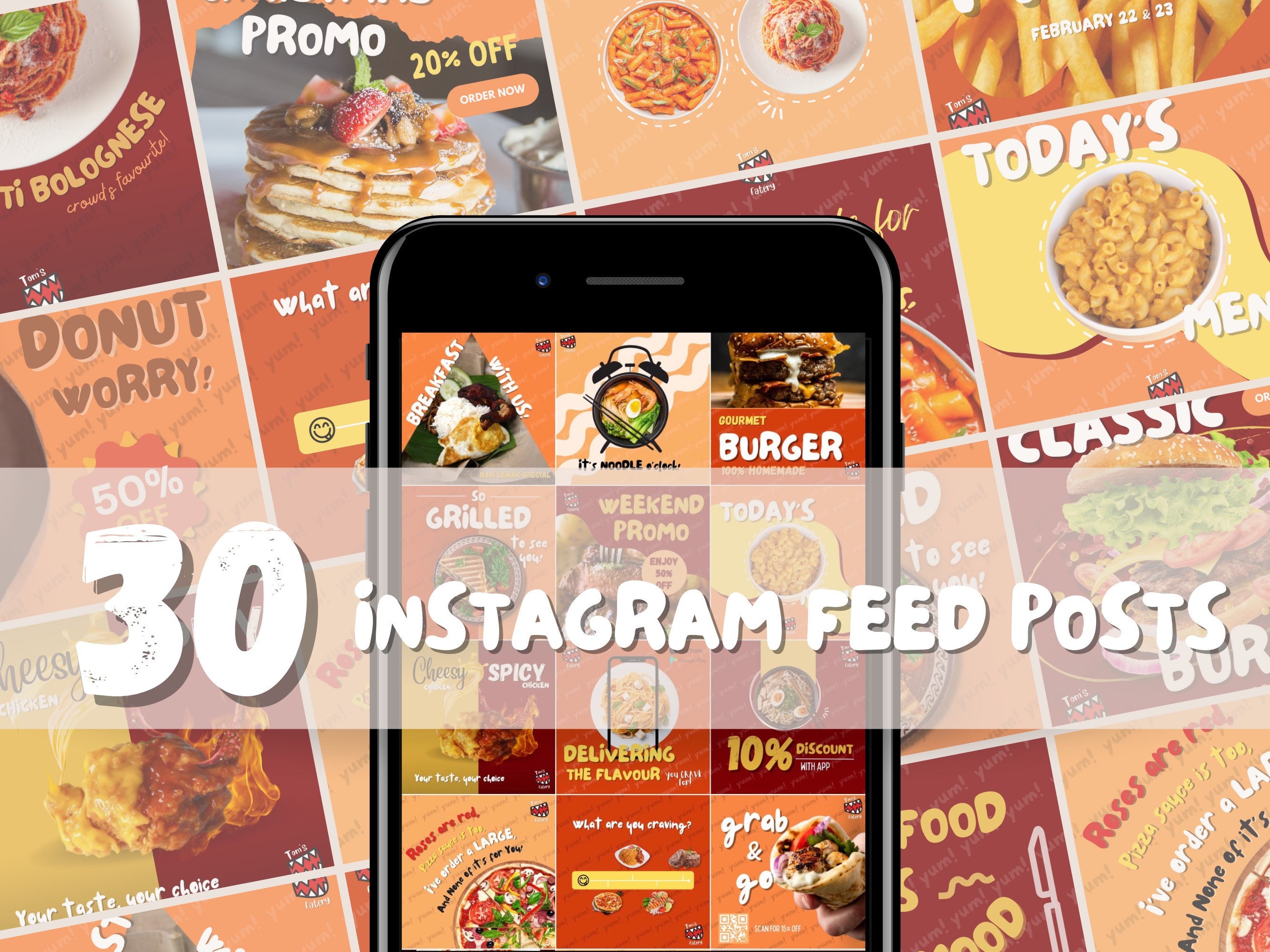 Funky Food Instagram Post Templates - Etsy