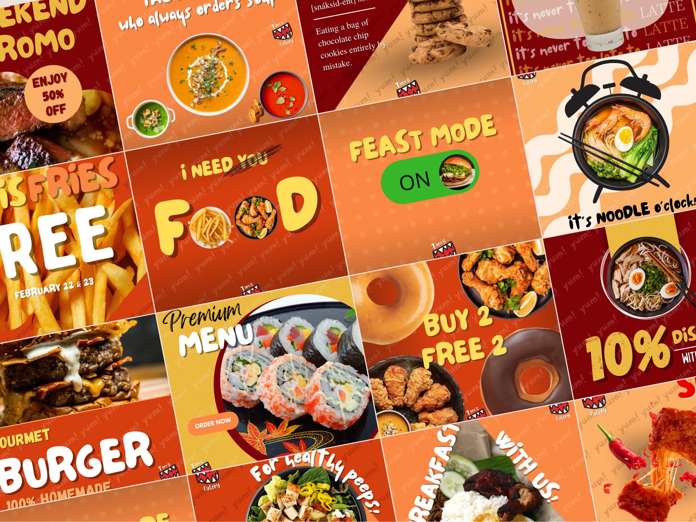 Funky Food Instagram Post Templates - Etsy