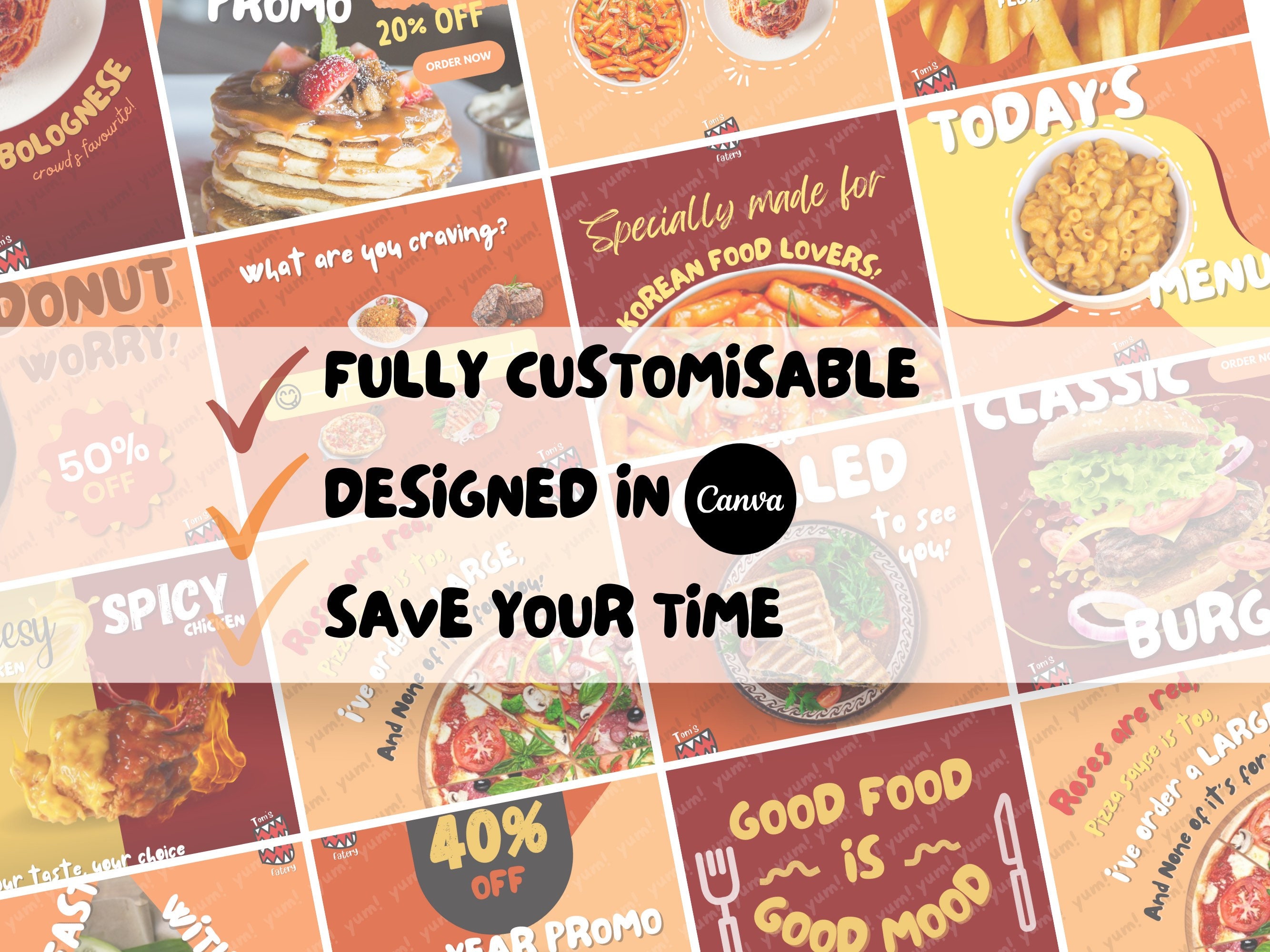 Funky Food Instagram Post Templates - Etsy