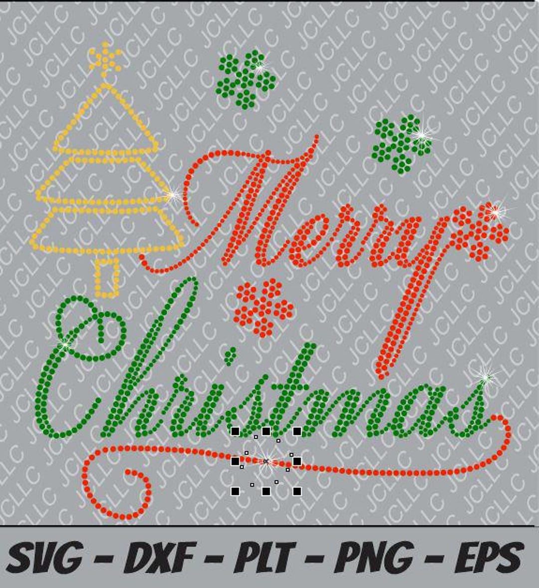 Rhinestone SVG - Merry Christmas With Tree - Etsy