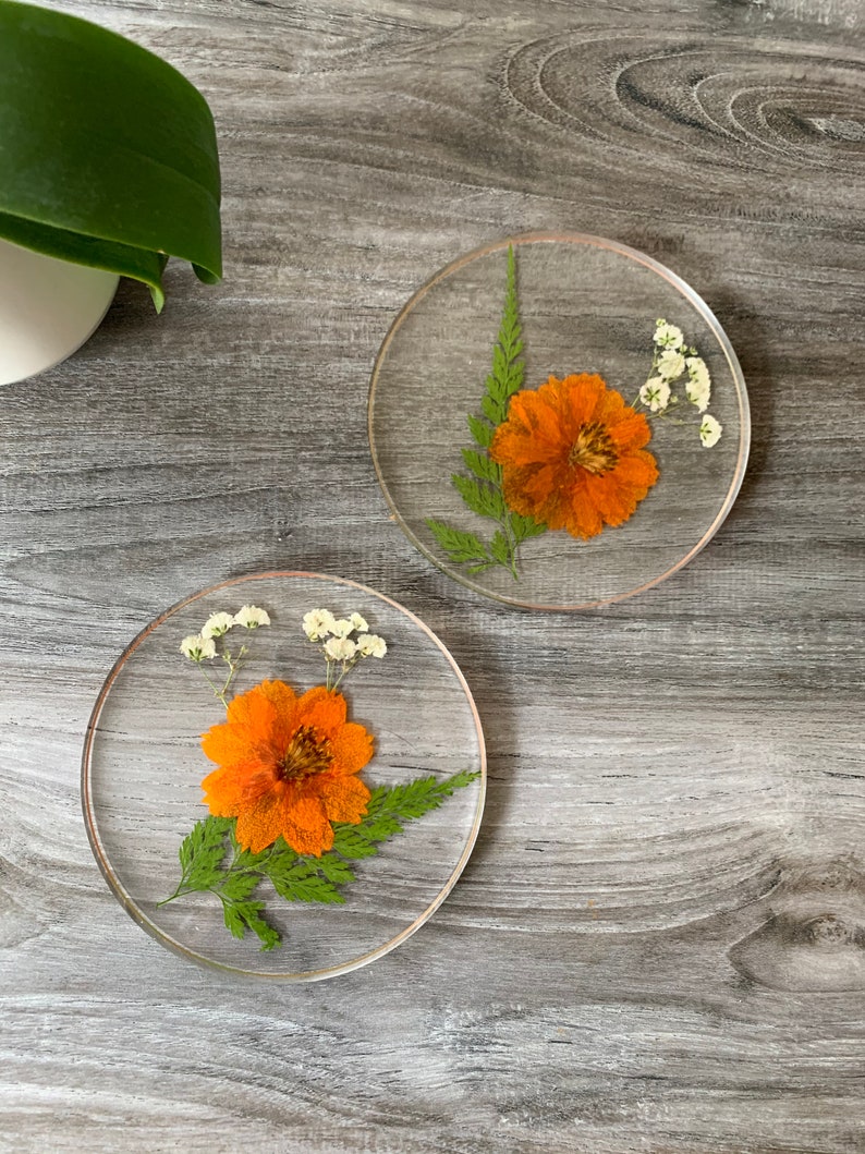 Dried Flower Resin Coaster Flower Coaster Cosmos Coaster | Etsy