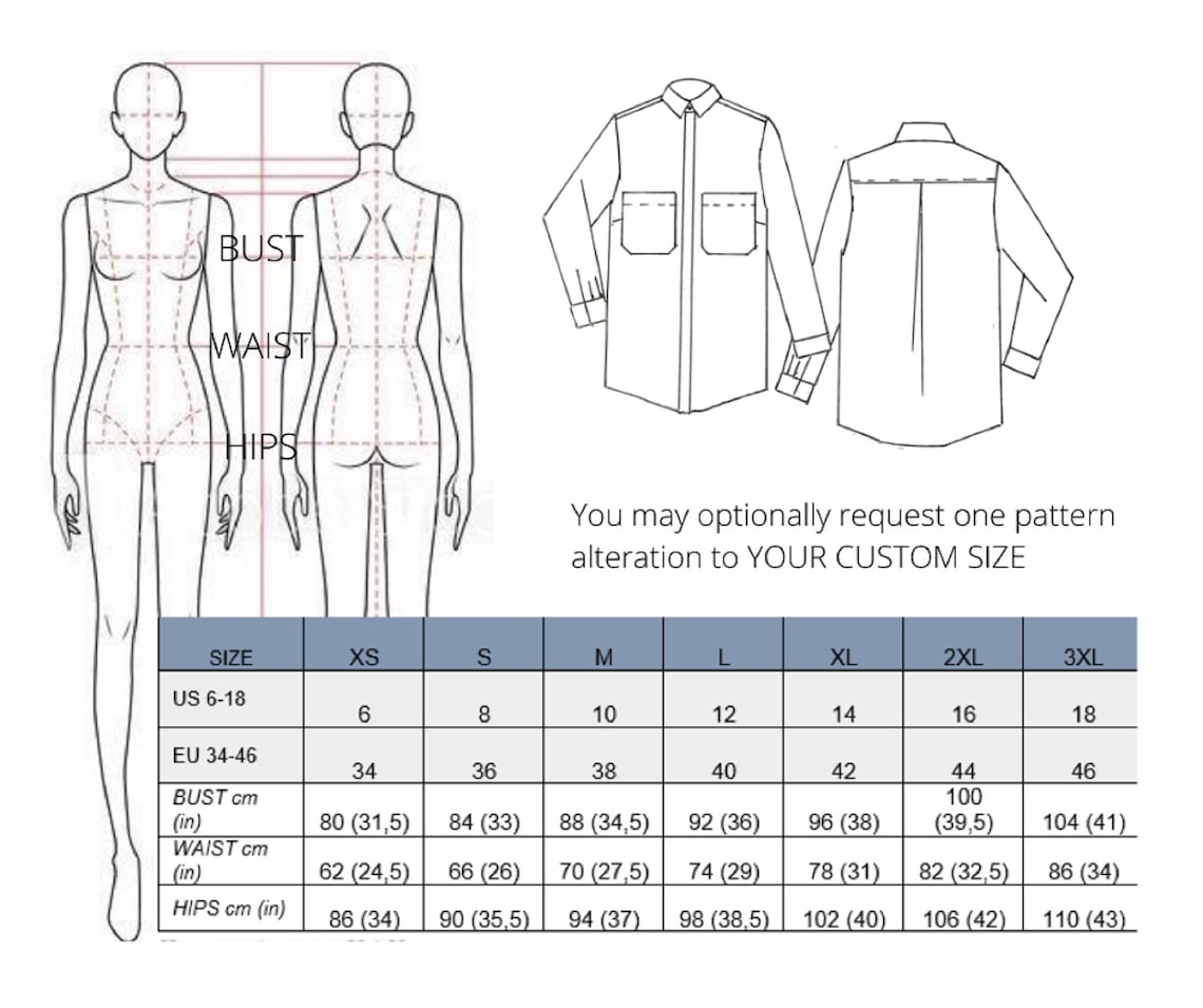 Blouse Pattern Pdf for Women Sewing Basic Shirt Women's - Etsy