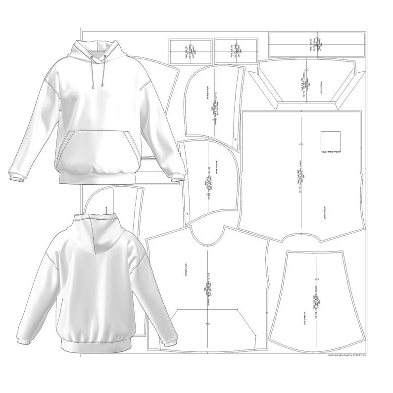 Men’s Hoodie Sewing Pattern PDF – Classic Hooded Sweatshirt With ...