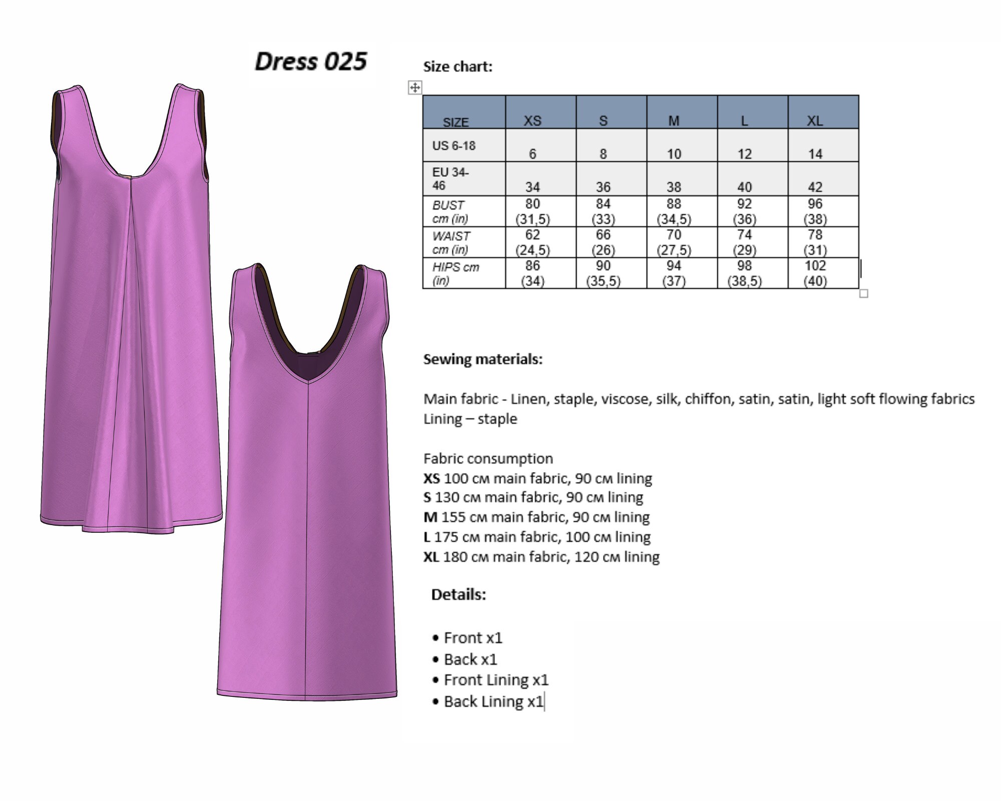 Linen Flowy Summer Dress With Lining Sewing Pattern PDF - Etsy