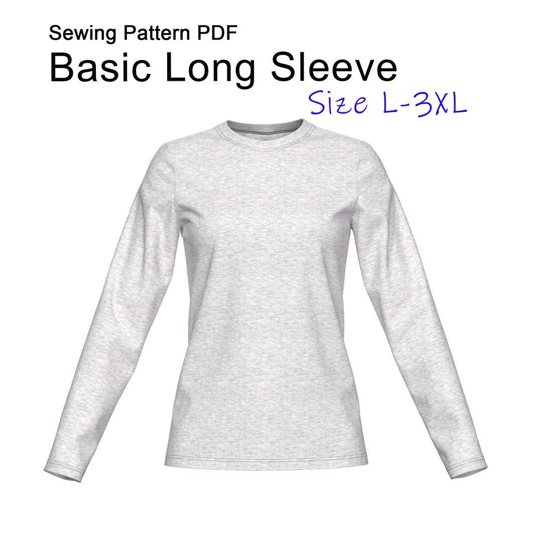 Long Sleeve Top Sewing Pattern PDF: Beginner-friendly Knit Top (L-3XL ...