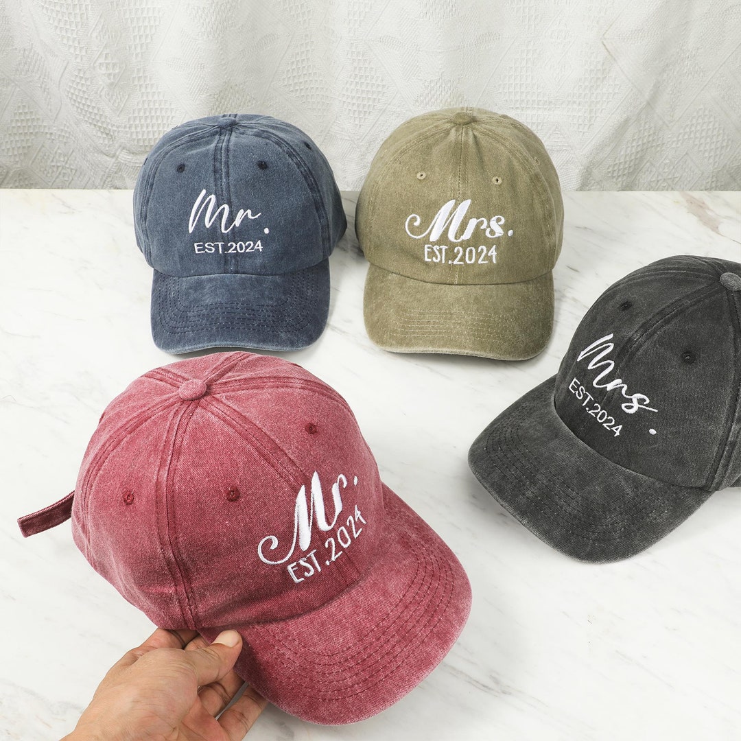 Personalized Mr. and Mrs. Embroidered Hat | Custom Couple Caps ...