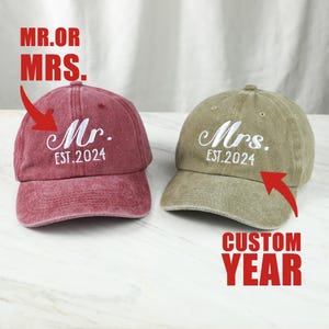Personalized Mr. and Mrs. Embroidered Hat | Custom Couple Caps ...
