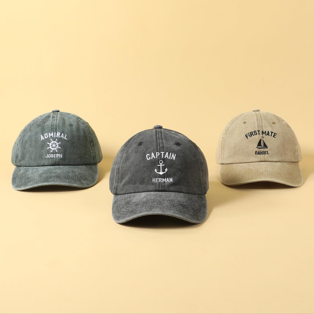 Captain First Mate Custom Hat | Unisex Personalized Embroidery Baseball ...