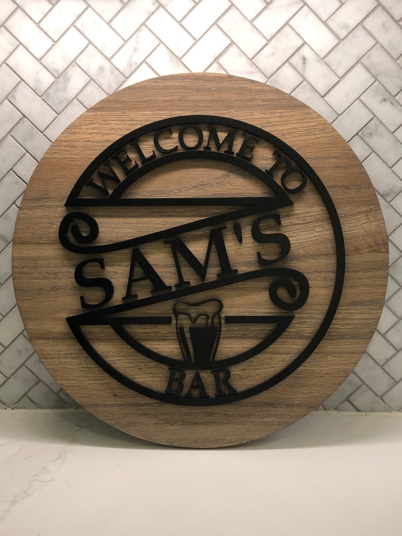 Digital Laser Cut File SVG Custom Bar Sign Man Cave Bar Personalized ...
