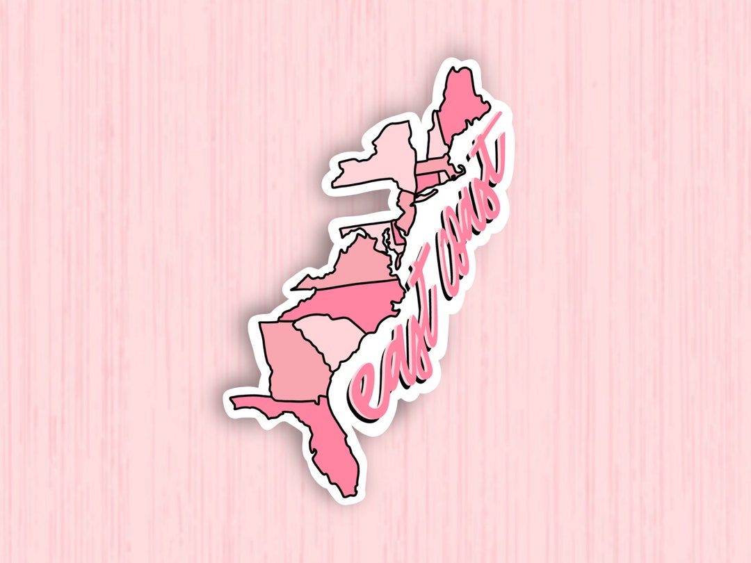 East Coast Sticker | East Coast Decal | Pink East Coast Sticker ...