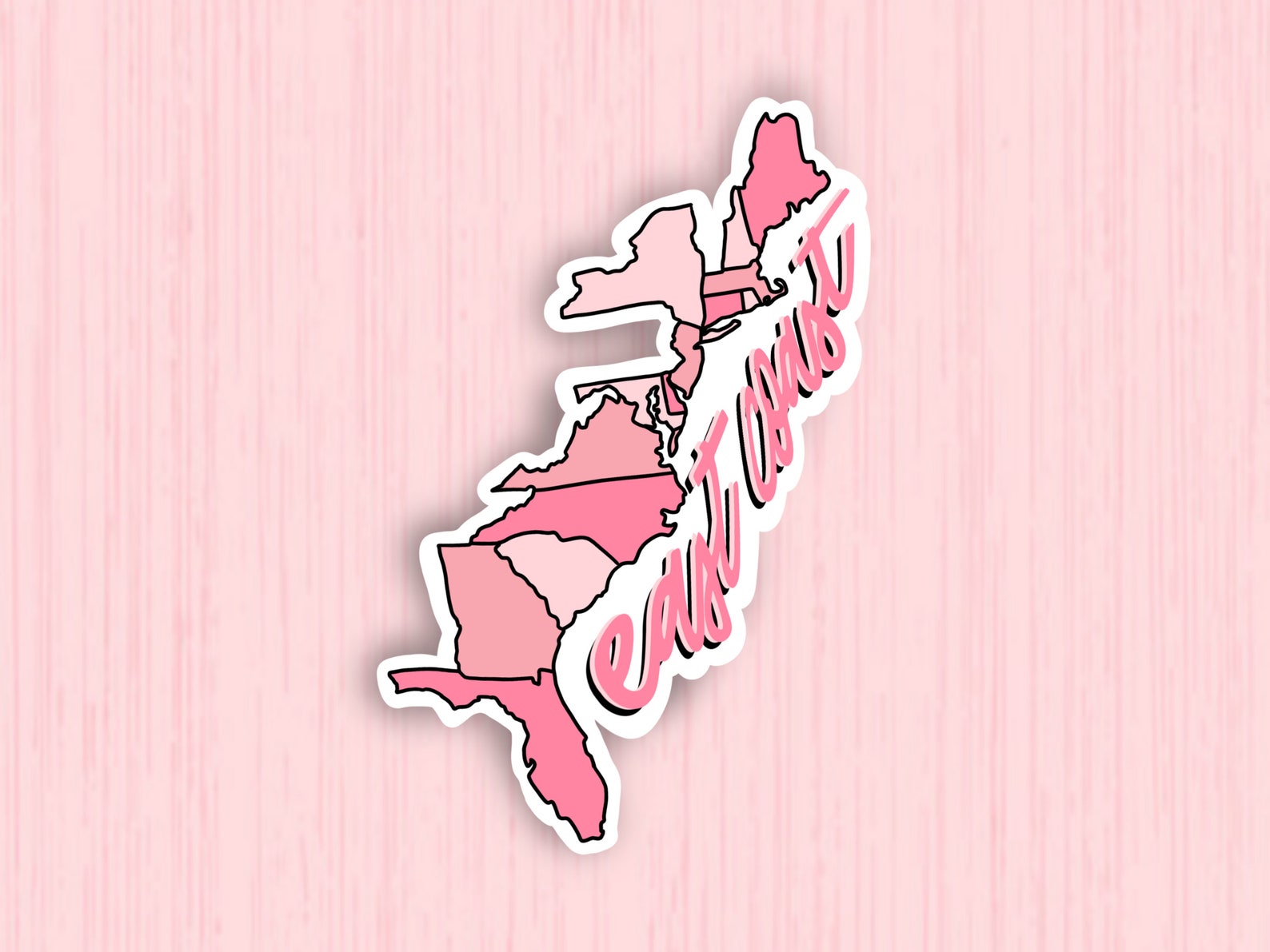 East Coast Sticker East Coast Decal Pink East Coast - Etsy
