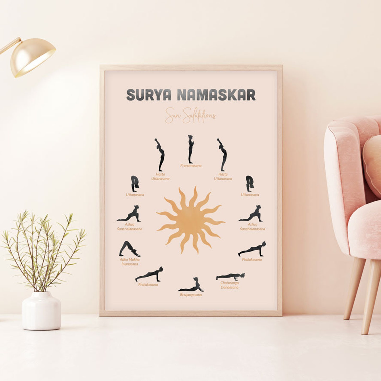 Sun Salutation Yoga Poster, Surya Namaskar, Yoga Poses Print, Yoga ...