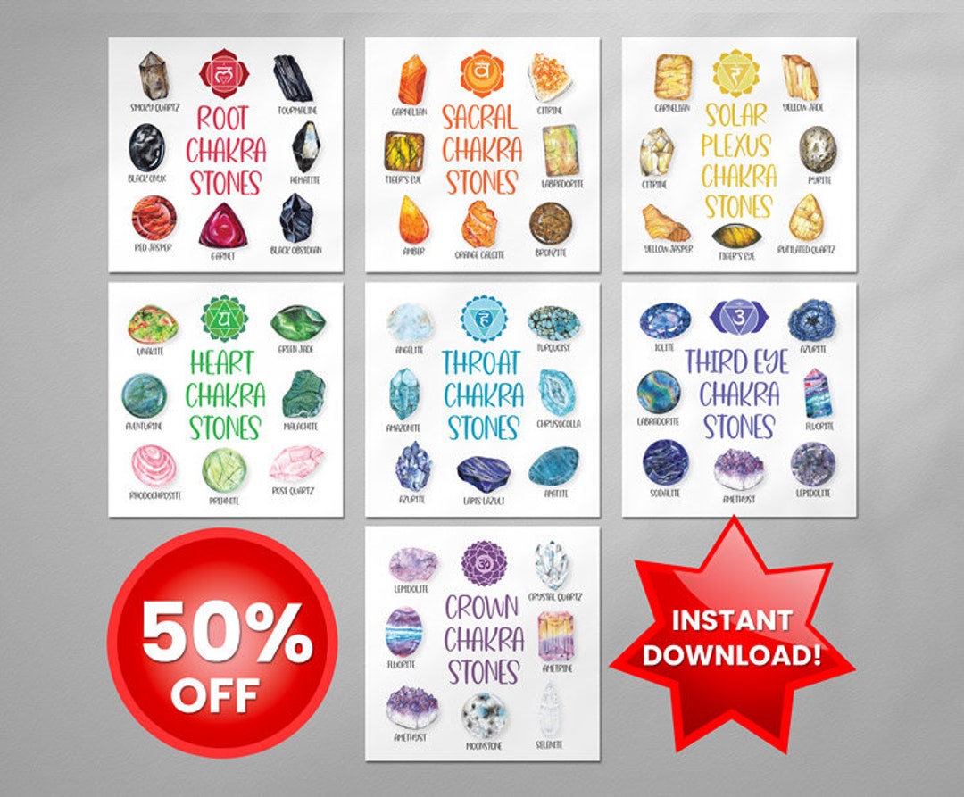 Chakra Stones & Crystals Chart Bundle, Instant Download, Spiritual ...