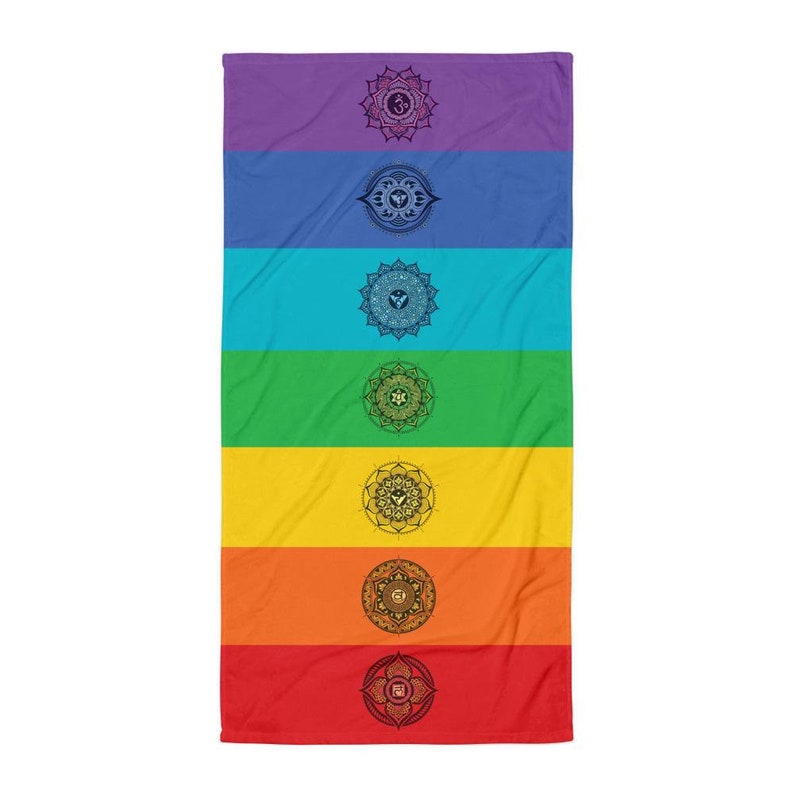 7 Chakra Cotton Rainbow Beach Towel, Seven Chakras Blanket Yoga Mat ...