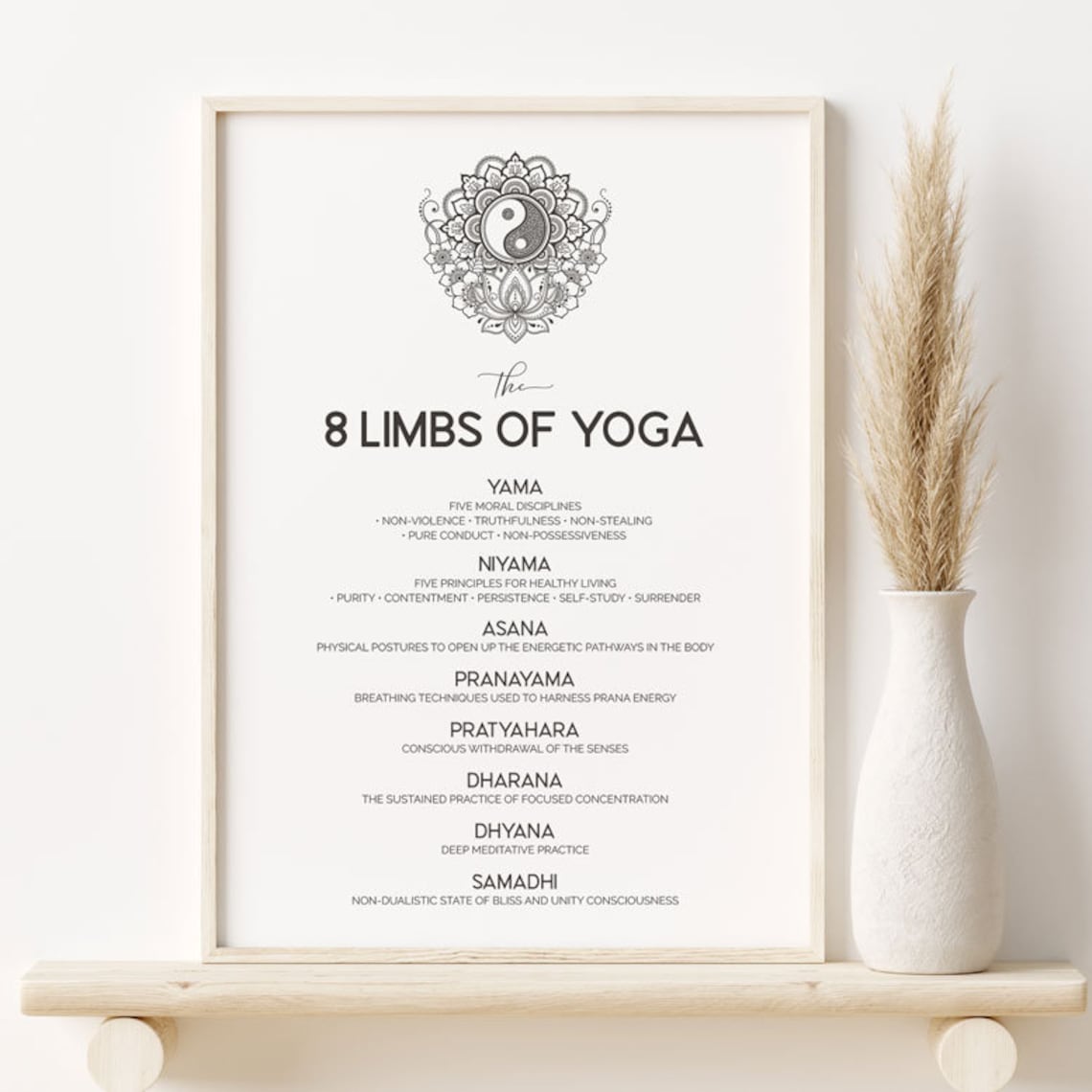 8 Limbs of Yoga Poster Yoga Art Yoga Print Ashtanga Yoga | Etsy