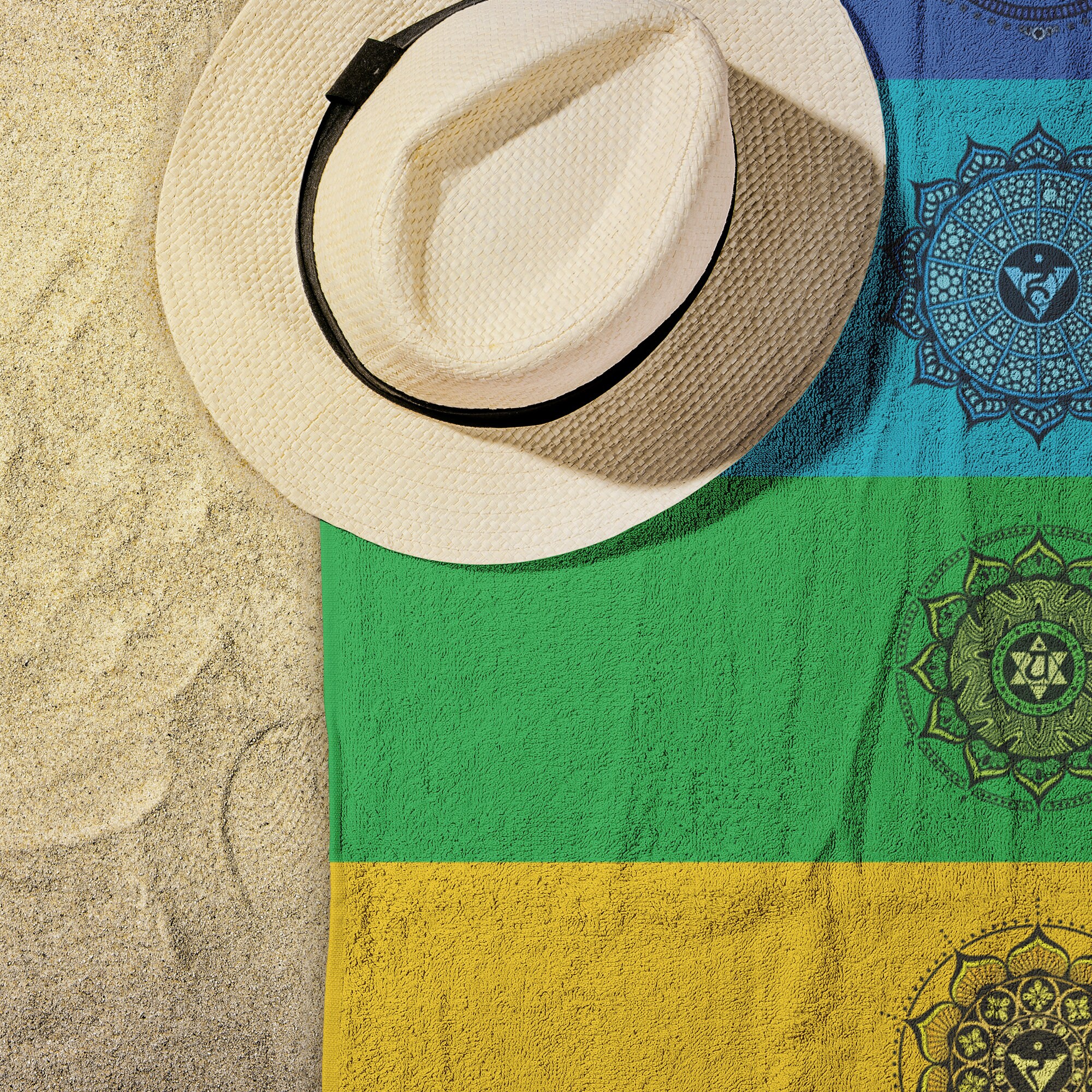 7 Chakra Cotton Rainbow Beach Towel, Seven Chakras Blanket Yoga Mat ...