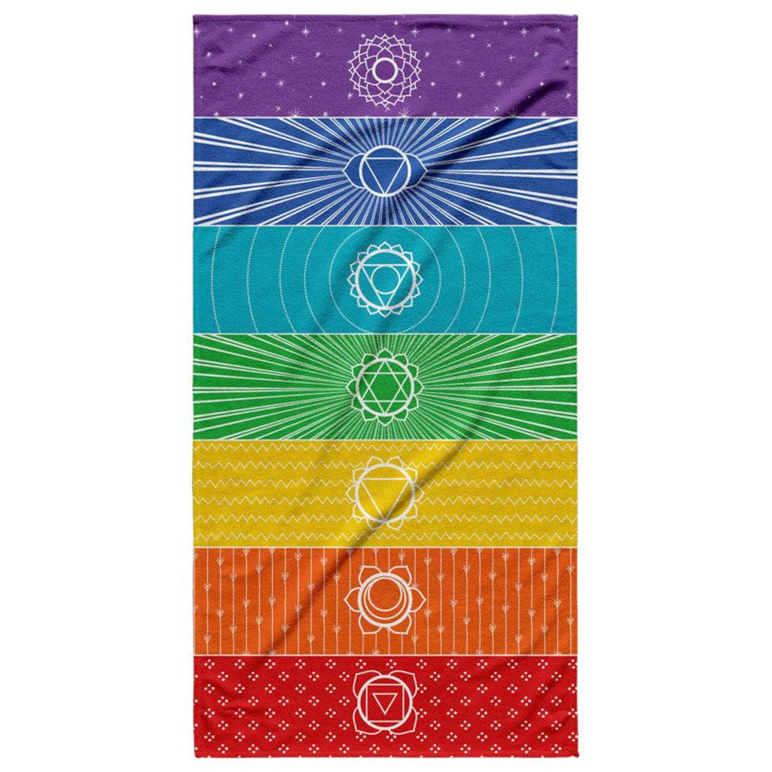 Chakra Cotton Beach Towel 7 Chakras Yoga & Meditation - Etsy