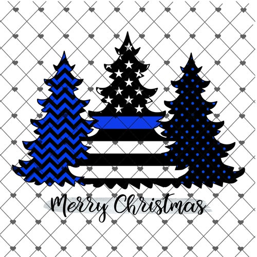 Blue Christmas Trees Png Police Officer Merry Christmas - Etsy
