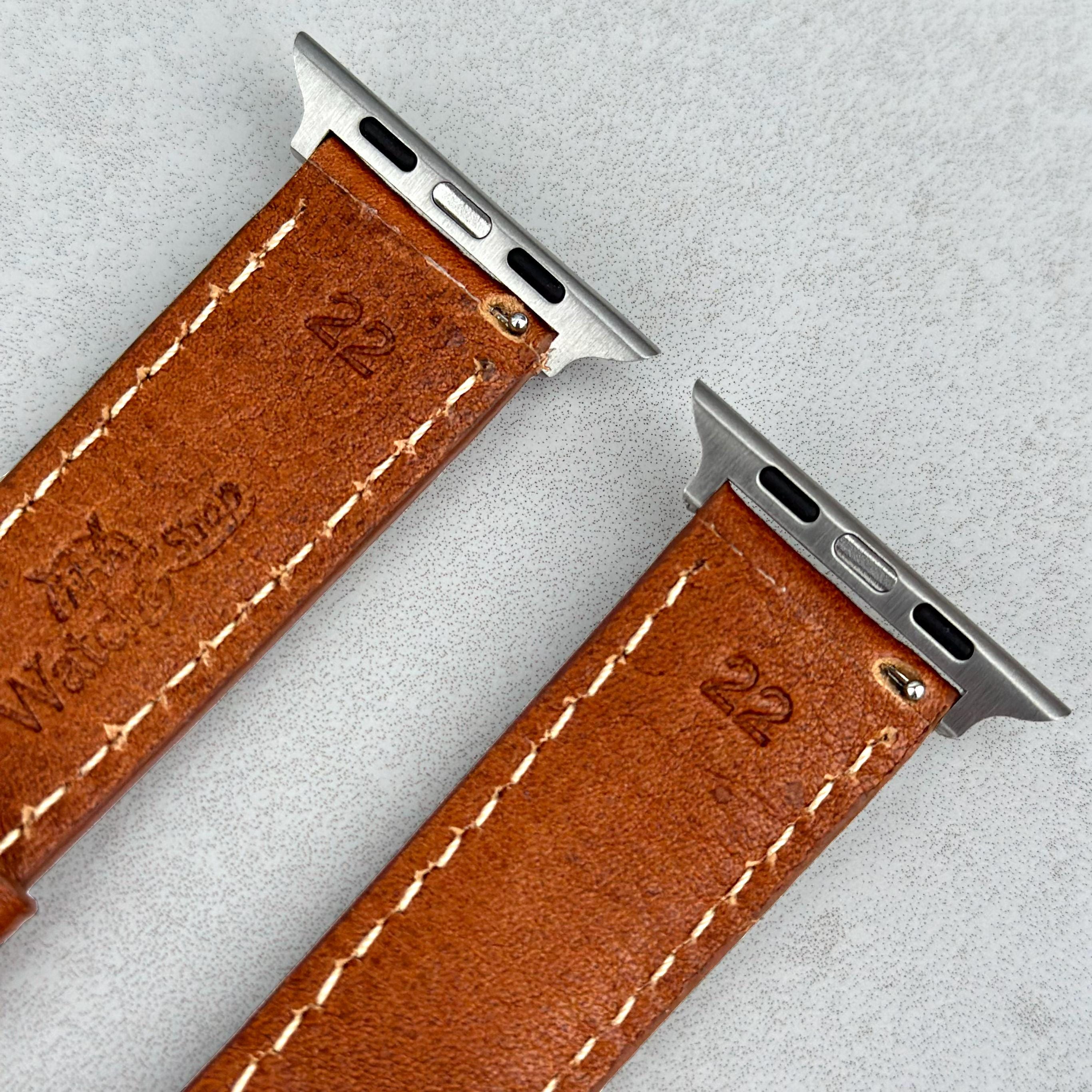 Handmade Tan Apple Watch Strap, Full Grain Italian Leather, Padded Band ...