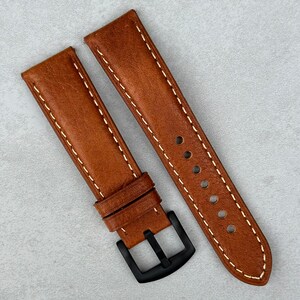 Copper Brown Italian Leather Watch Strap, Full Grain Leather, Padded ...