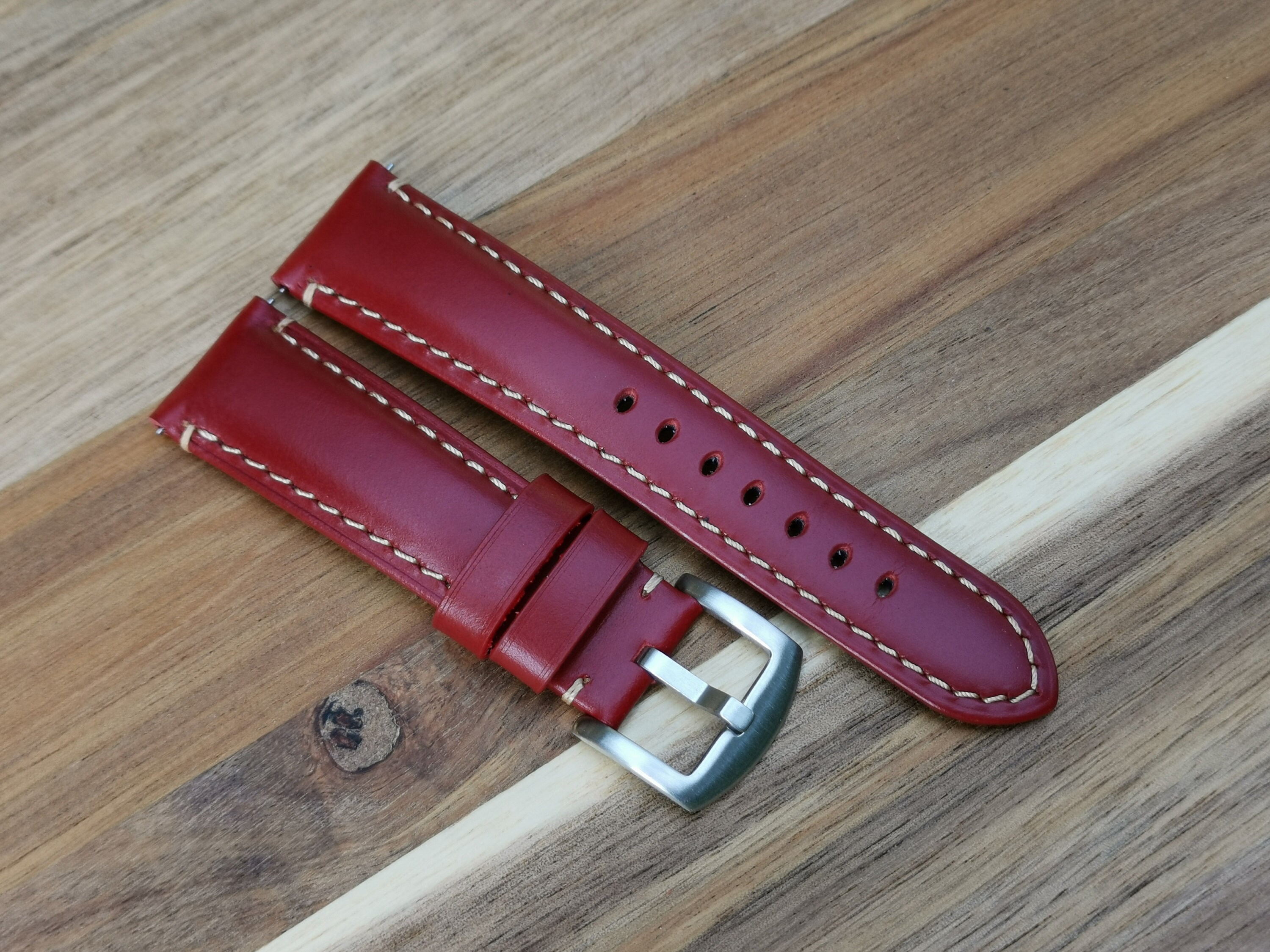 Blood Red Full Grain Leather Watch Strap Quick Release - Etsy