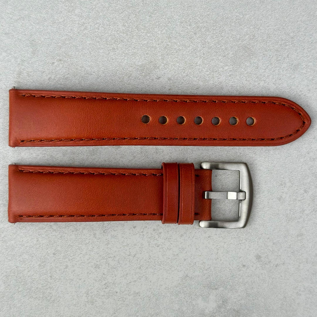 Smoked Cinnamon Full Grain Leather Watch Strap, Quick Release, Padded ...