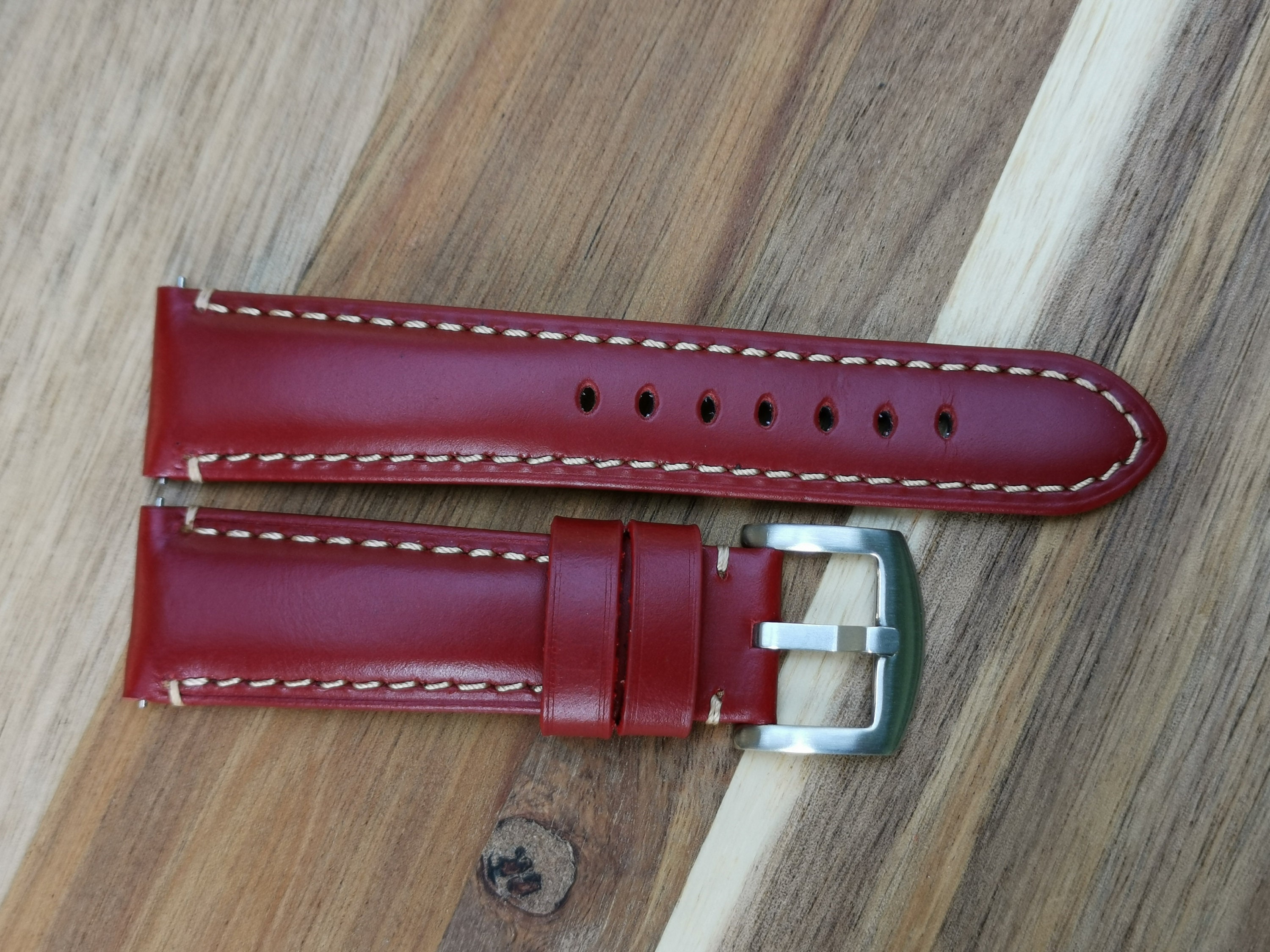Blood Red Full Grain Leather Watch Strap Quick Release - Etsy
