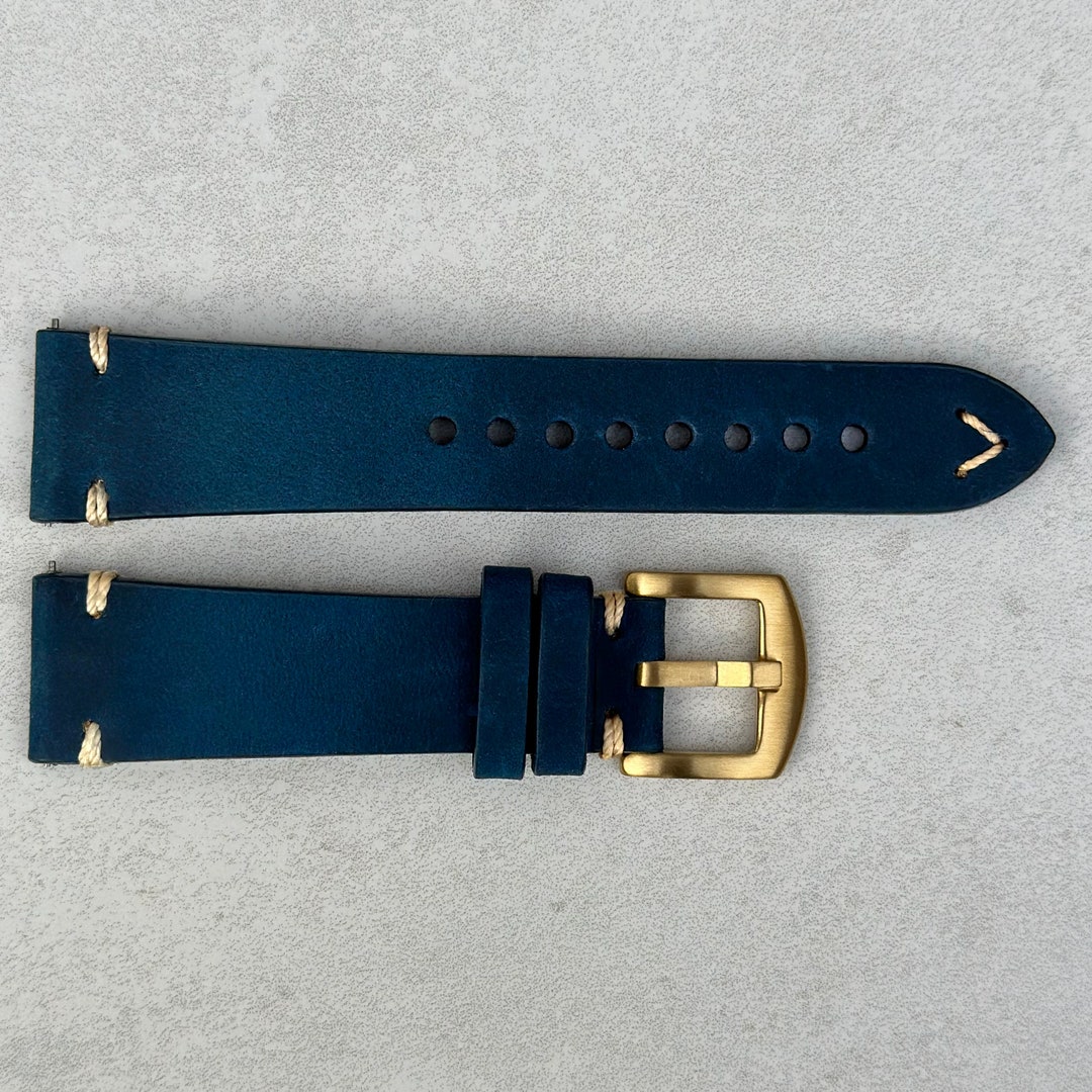 Midnight Blue Vintage Full Grain Leather Watch Strap, Quick Release ...