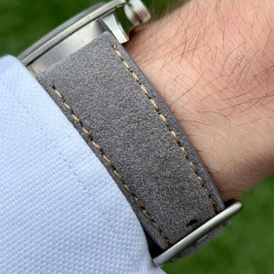 Handmade Suede Watch Strap, Light Grey Padded Watch Band 18mm, 20mm ...