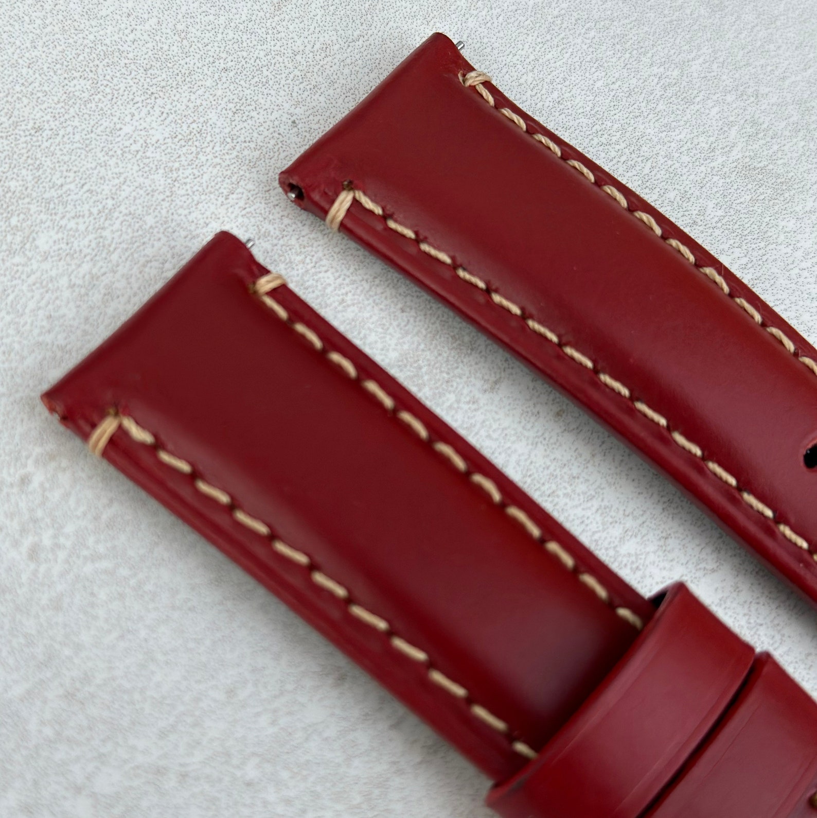 Blood Red Full Grain Leather Watch Strap, Black Buckle, Quick Release ...