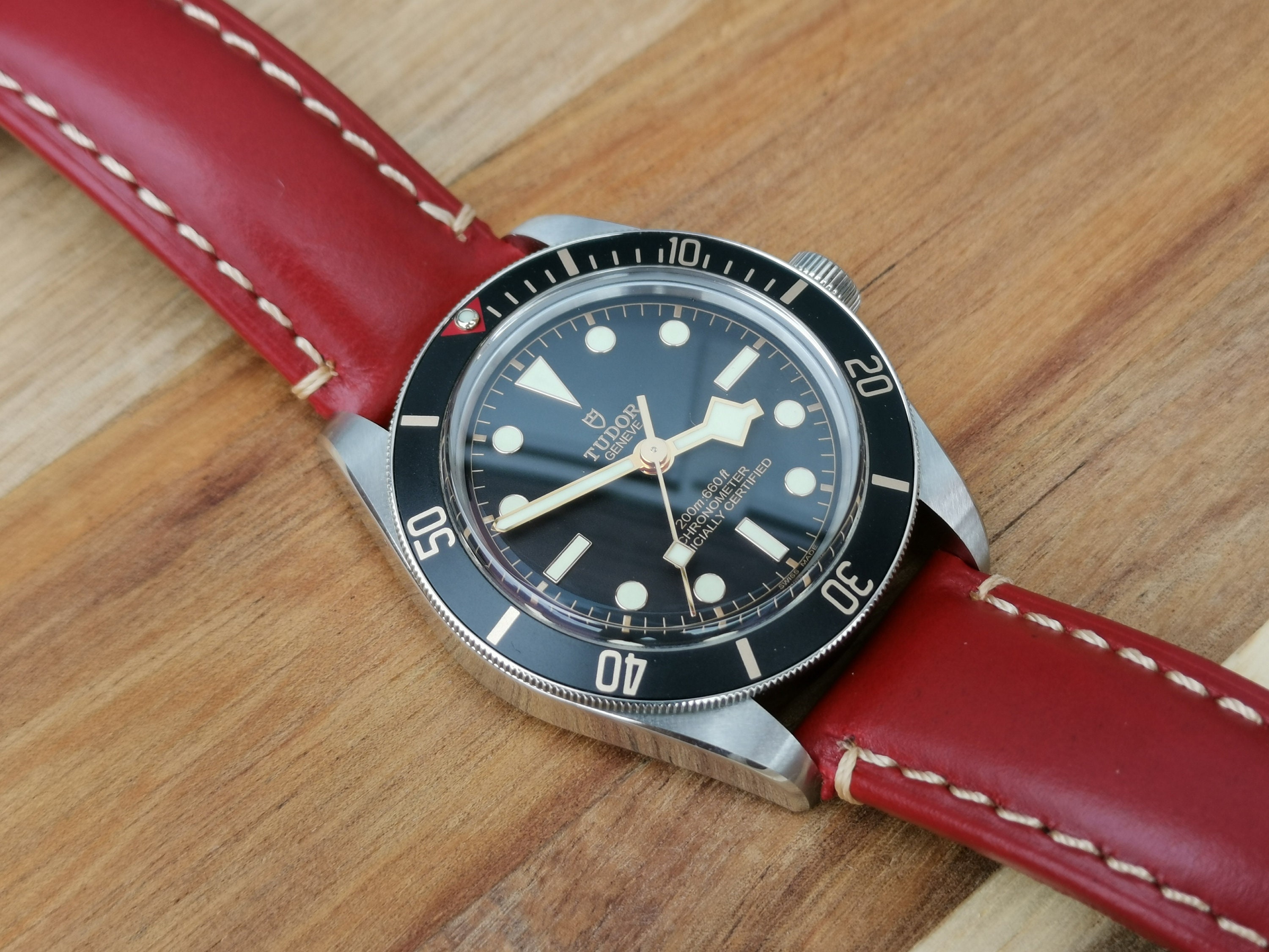 Blood Red Full Grain Leather Watch Strap, Quick Release, Padded ...