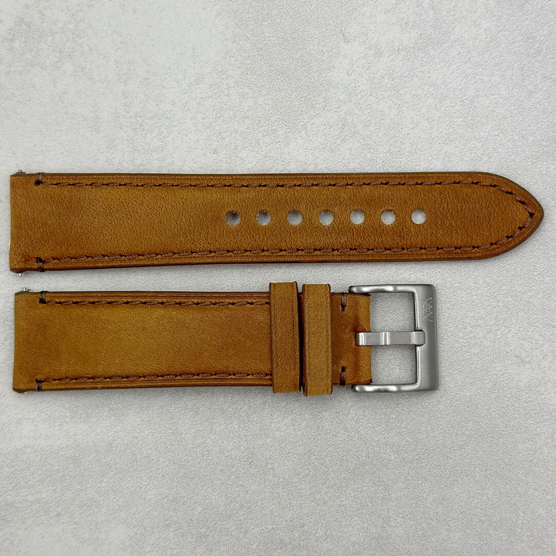 Tan Brown Full Grain Leather Watch Strap / Band , Padded, Quick Release ...