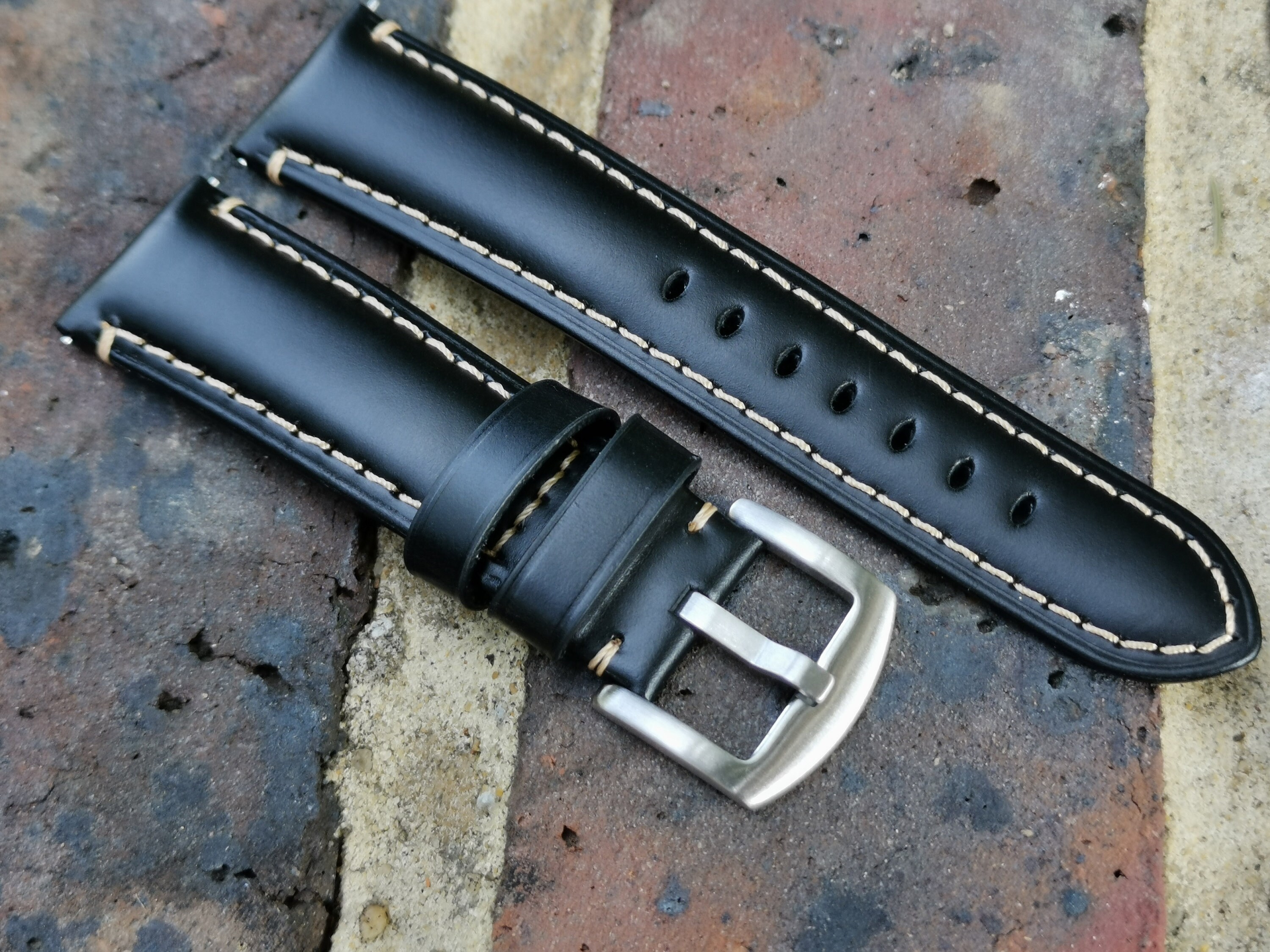 Black Full Grain Leather Watch Strap Quick Release Padded - Etsy