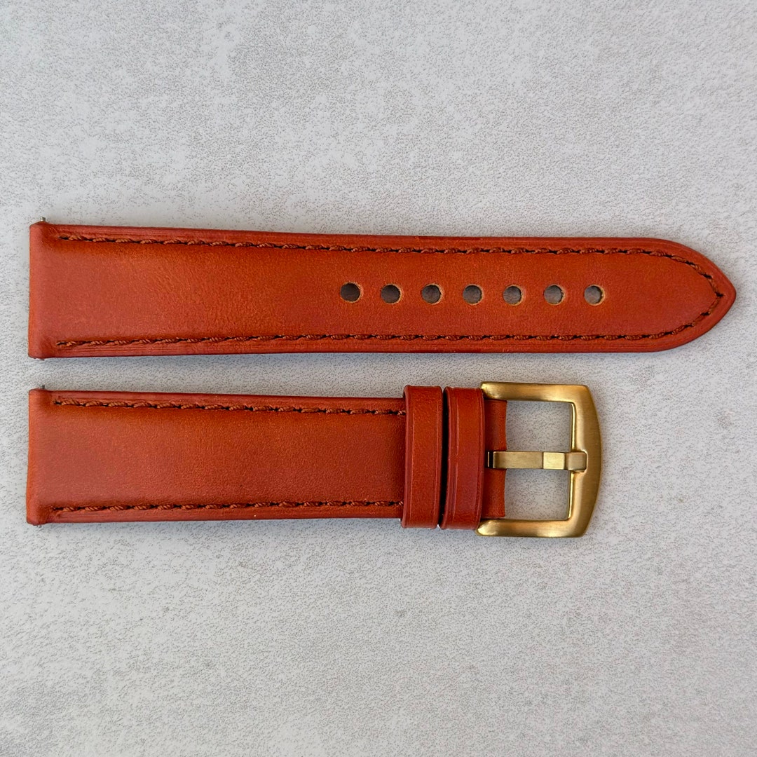 Smoked Cinnamon Full Grain Leather Watch Strap, Quick Release, Padded ...