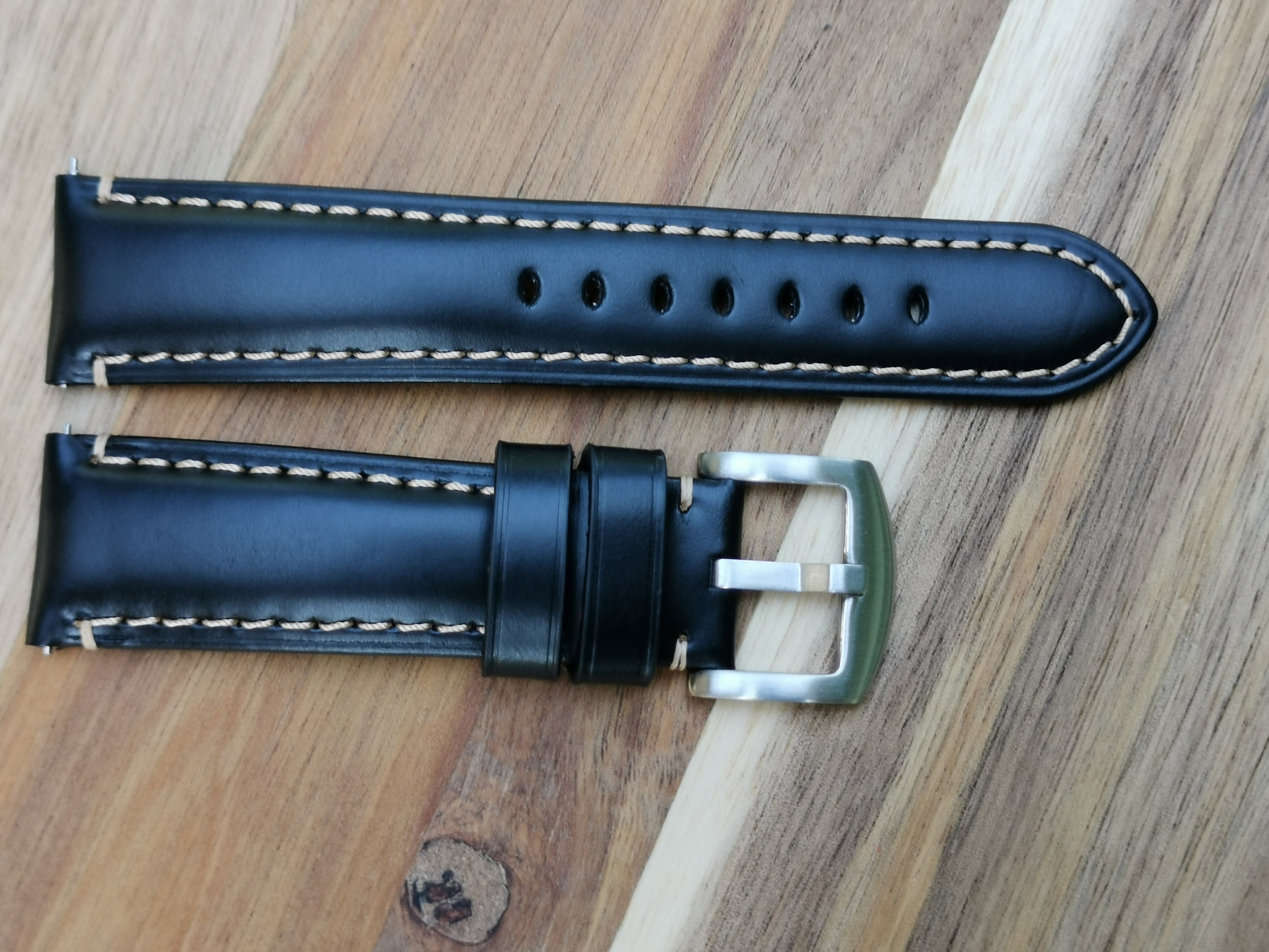 Black Full Grain Leather Watch Strap Quick Release Padded - Etsy